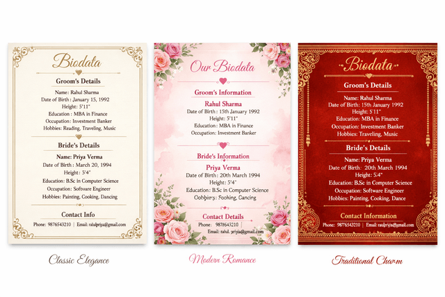 Free Marriage Biodata Maker — Create PDF in 5 Min | Wedding Biodata Builder